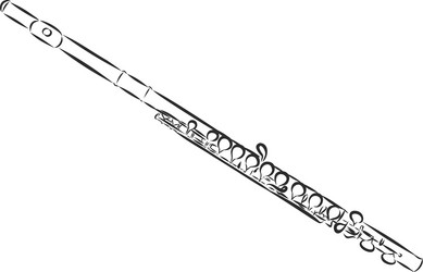 Flute drawing engraving ink line art Royalty Free Vector