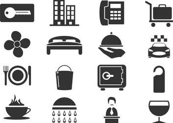 Hotel room icons set Royalty Free Vector Image