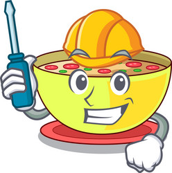 Finger corn chowder in a cartoon plate Royalty Free Vector