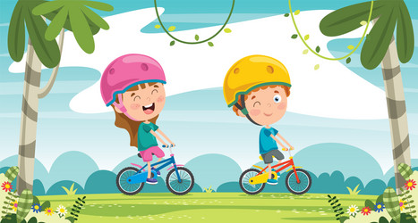 Children riding bicycle Royalty Free Vector Image