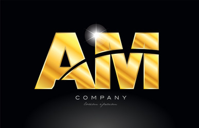 Gold alphabet letter am a m logo combination icon Vector Image