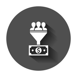 Lead management icon in flat style funnel Vector Image