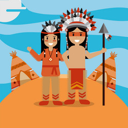 Cartoon native american indian in traditional Vector Image