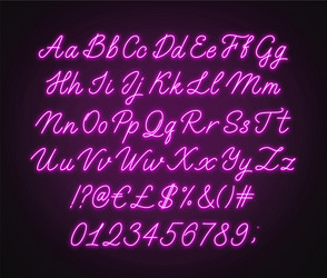Pink neon script uppercase and lowercase letters Vector Image