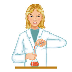 Woman with retort in hand Royalty Free Vector Image