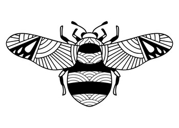 Bee mandala coloring page for adults Royalty Free Vector