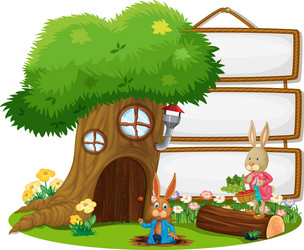 Board template with cute rabbit on white Vector Image