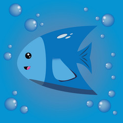 A happy blue fish on background Royalty Free Vector Image