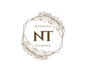 Nt initials letter wedding monogram logos Vector Image