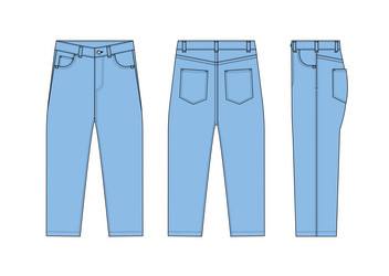 Straight jeans pants template black Royalty Free Vector