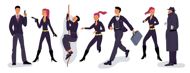 Secret agents work superheroes couple break Vector Image