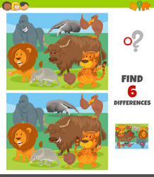 Find differences game with animal characters group