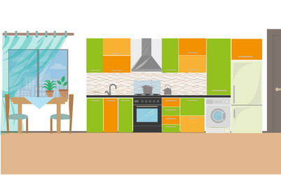 Flat of kitchen interior Royalty Free Vector Image
