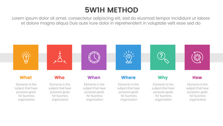 5w1h problem solving method infographic 6 point Vector Image