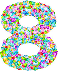 Colorful gem stones font numeral 5 Royalty Free Vector Image