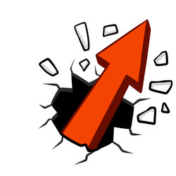 Red arrow break wall cracks and fragment Vector Image