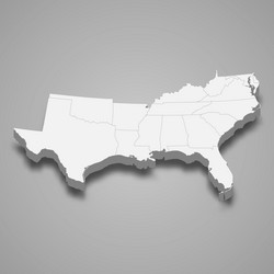 Map of deep south united states Royalty Free Vector Image