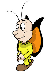 Yellow spotted butterfly cartoon character Vector Image