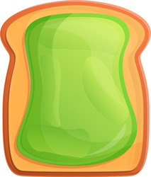 Green bruschetta icon cartoon bread Royalty Free Vector