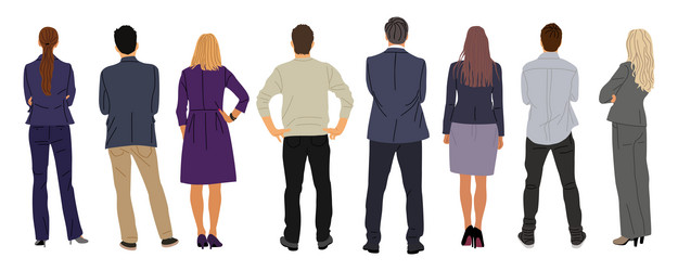 Business woman standing back view isolated Vector Image