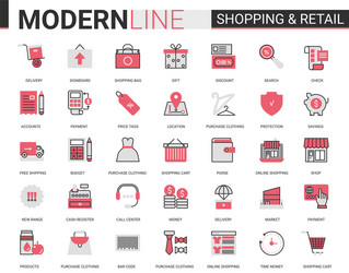 Shopping retail thin red black line icon Vector Image