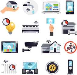 Set smart home icons using remote control system Vector Image