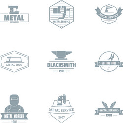 Metal working logo icons set simple style Vector Image