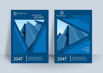 Modern blue white a4 cover design layout set Vector Image
