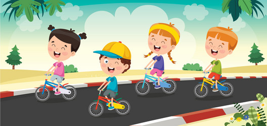 Children riding bicycle Royalty Free Vector Image
