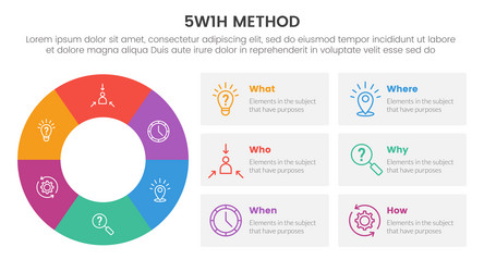 5w1h problem solving method infographic 6 point Vector Image