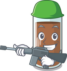 A cartoon army glass milk holding machine gun Vector Image