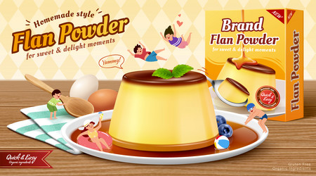 Flan powder package designs Royalty Free Vector Image