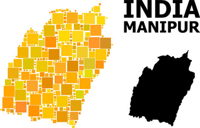 Golden map of manipur state Royalty Free Vector Image