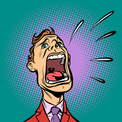 Man scream face african and caucasian people Vector Image