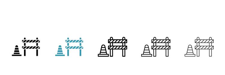 Roadblock icon set barrier and traffic obstacle Vector Image