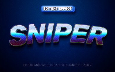 Sniper 3d editable text effect style Royalty Free Vector