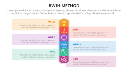 5w1h problem solving method infographic 6 point Vector Image