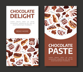Chocolate paste banner design with sweet cacao Vector Image