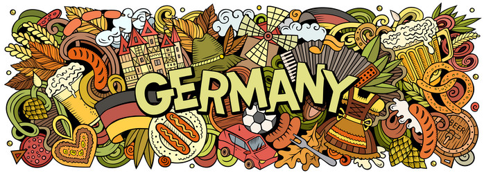 Germany doodle cartoon funny banner Royalty Free Vector
