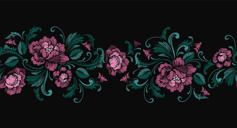 Baroque Floral Embroidery Border Royalty Free Vector Image