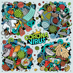 Cartoon doodles pandemic Royalty Free Vector Image