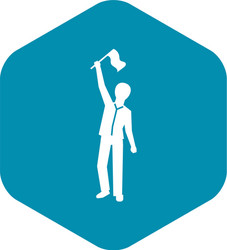 Man flag up icon simple style Royalty Free Vector Image