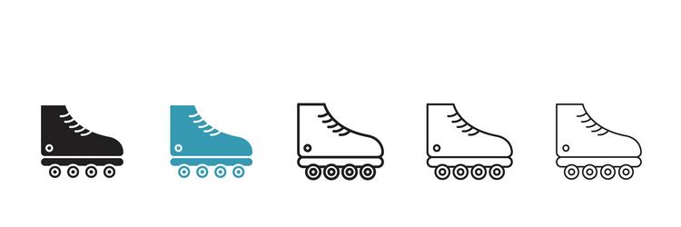 Roller skates icon set inline speed design symbol Vector Image