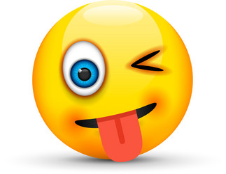 Yellow emoji sticking out tongue playful winking Vector Image