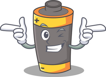Cute full charged battery cartoon character Vector Image