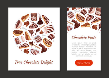 Chocolate paste banner design with sweet cacao Vector Image