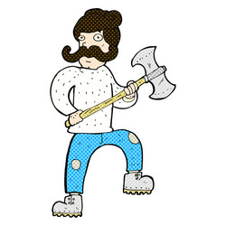 Comic cartoon man with axe Royalty Free Vector Image
