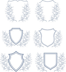 Set vintage leaves wreath wedding crest template Vector Image
