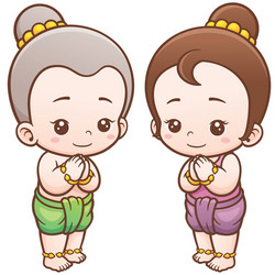 Cute flat style thai couple in traditional dress Vector Image