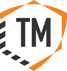 Initial letter mt shield hexagonal logo template Vector Image